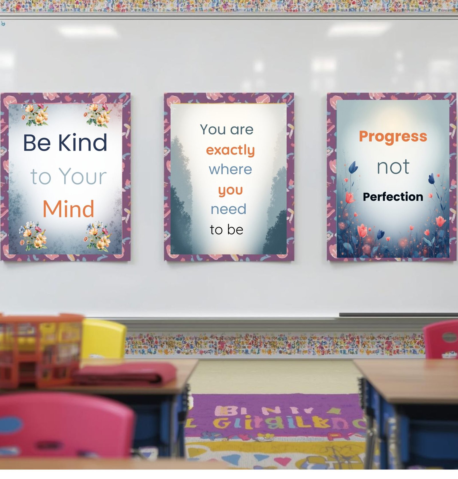 Set of 3 Mental Wellness Posters, Positive Affirmation Posters ...